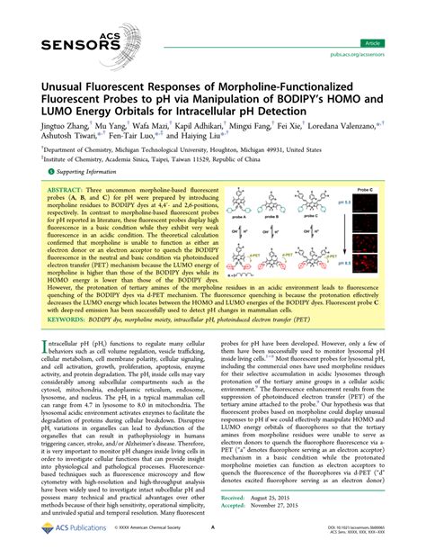 Pdf Unusual Fluorescent Responses Of Morpholine Functionalized Fluorescent Probes To Ph Via