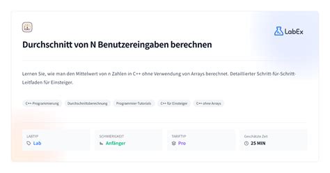 C Programmier Tutorials Durchschnittsberechnung Labex