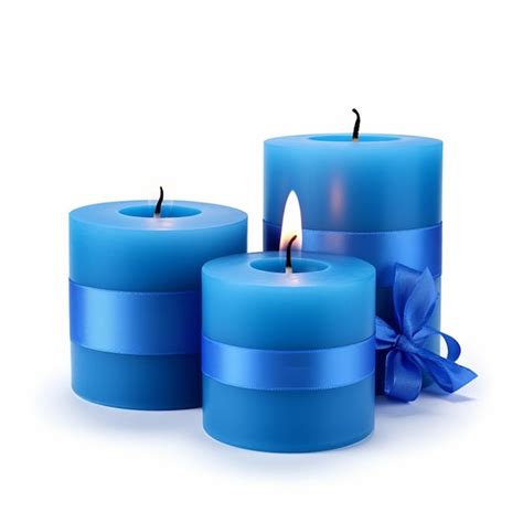 Premium Photo Blue Scented Candles Isolated On White Background