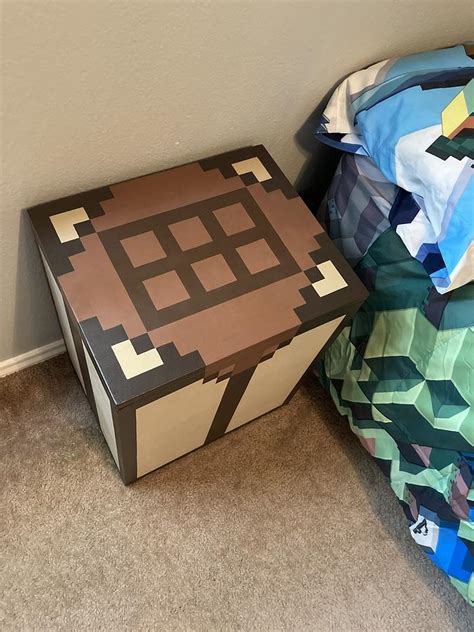 Minecraft Crafting Table Style Side Table With Hidden Storage Woodworking Project By Dee