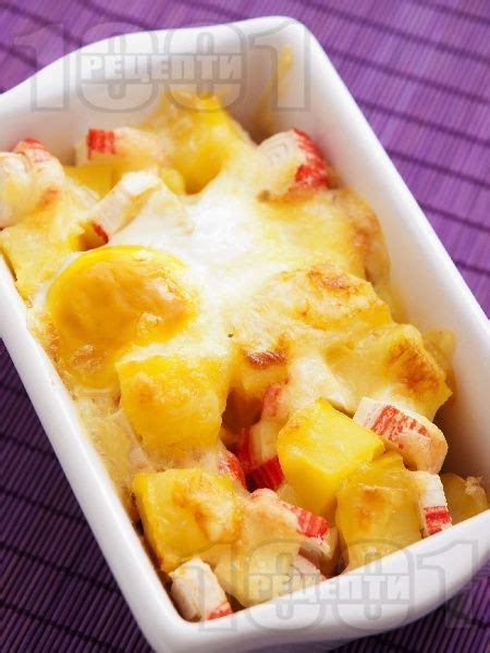 Запечени картофи с яйце кашкавал и рулца от раци на фурна Recipe