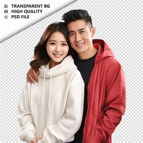 Premium Psd Innocent Asian Couple Ultra Realistic Style White Backgro