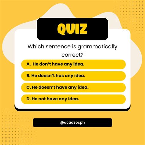 Acadsoc 🧠 Grammar Challenge Time Which Of The Following Sentences Is Grammatically Correct 🤔