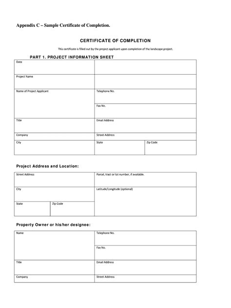 Fillable Online Appendix C Sample Certificate Of Completion Fax Email Print PdfFiller