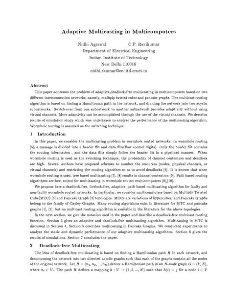 Pdf Adaptive Multicasting In Massively Parallel Computers