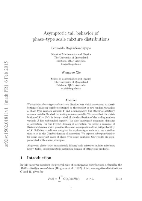 Pdf Asymptotic Tail Behaviour Of Phase Type Scale Mixture Distributions