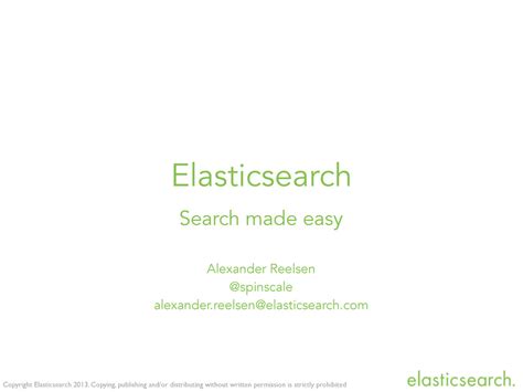 Elasticsearch Introduction Speaker Deck