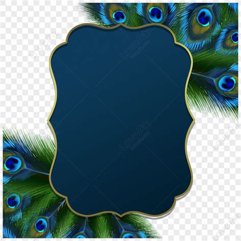 Green Peacock Feather Gold Border Borderpeacock Lingframe Png White