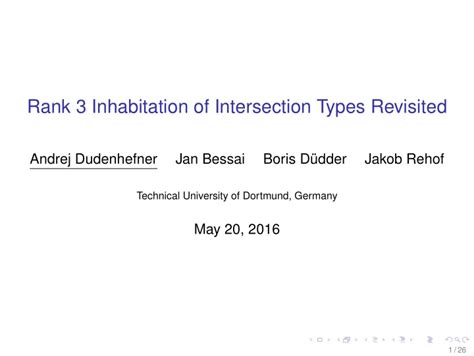 Ppt Rank 3 Inhabitation Of Intersection Types Revisited Andrej