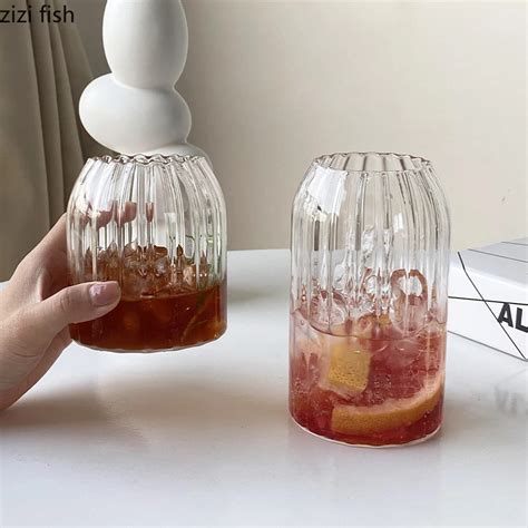 간단한 유리 차 커피 컵 투명 주스 맥주 머그잔 밀크 티 컵 와인 잔 아침 식사 머그잔 현대 가정용 음료용기 Aliexpress