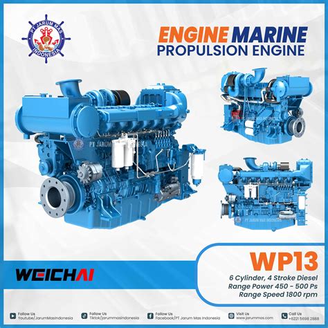 Engine Wp13 Series Marine Propulsion Weichai For Propeller Marine Pt Jarum Mas Indonesia