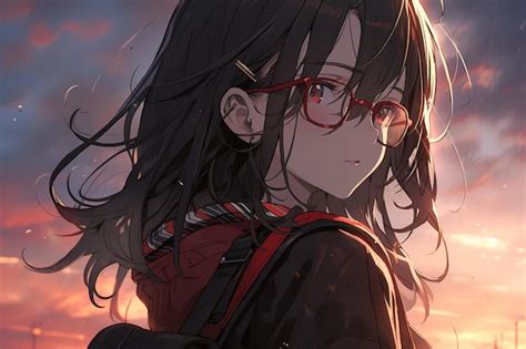 Premium Photo Portrait Beautiful Anime Girl With Black Hair And
