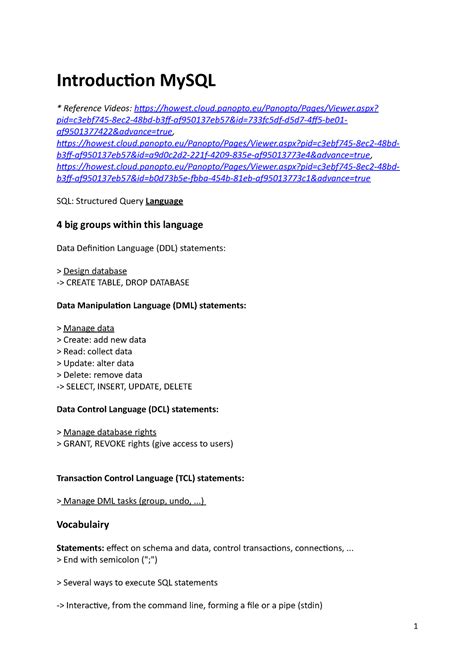Introduction My Sql Database Management Systems Introductie Introduction Mysql Reference