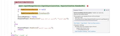 C Blazor SignInAsync Have This Error Headers Are Read Only Response Has Already Started