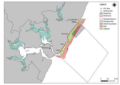 Map Of The Study Site Including The Model Area Bounded By A Red Line Download Scientific