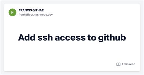 Add Ssh Access To Github