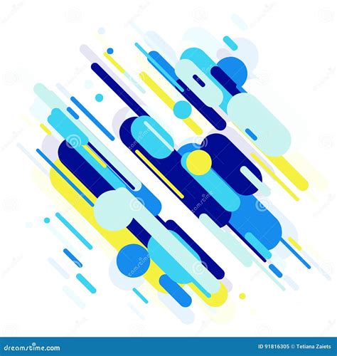 Vector Illustration Of Dynamic Composition Made Of Colored Rounded Shapes Lines Stock Vector