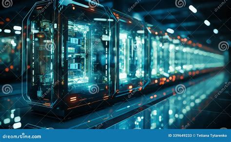 Autonomous Assembly Of Artificial Intelligence Servers In A Futuristic Data Center At Night