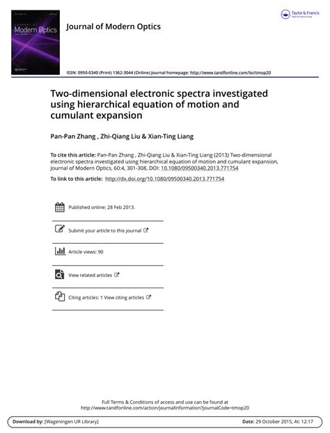 Pdf Two Dimensional Electronic Spectra Investigated Using Hierarchical Equation Of Motion And