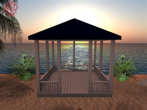 Second Life Marketplace Gazebo Mesh White With Blue Tile Roof