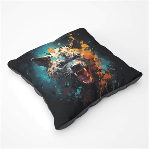 Rackhams Splashart Angry Hyena Face Floor Cushion By Rackhams