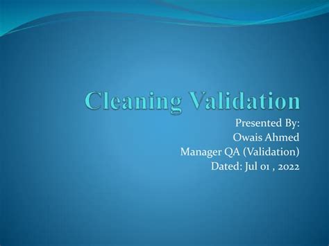 cleaning validation pptx chemistry science