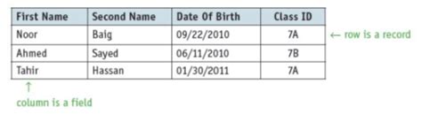 Computer Science 8 1 Database Concepts Flashcards Quizlet