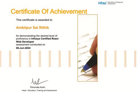 Im Happy To Share That I Have Obtained A New Certification Infosys