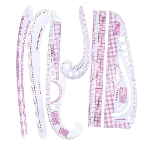 6 Pieces French Metric Ruler Metric Ruler Set Curve Pattern Grading Rulers Diy Measure Sewing