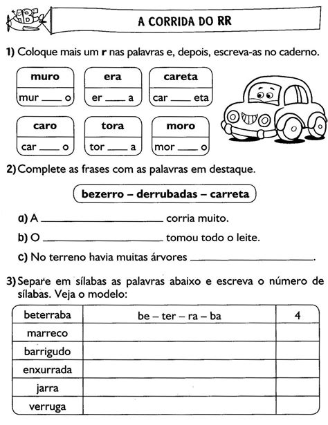 Atividades Com R E Rr Para Alfabetização Atividades Pedagógicas