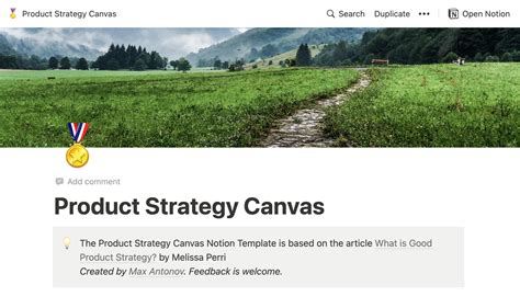 Product Strategy Canvas Notion Template
