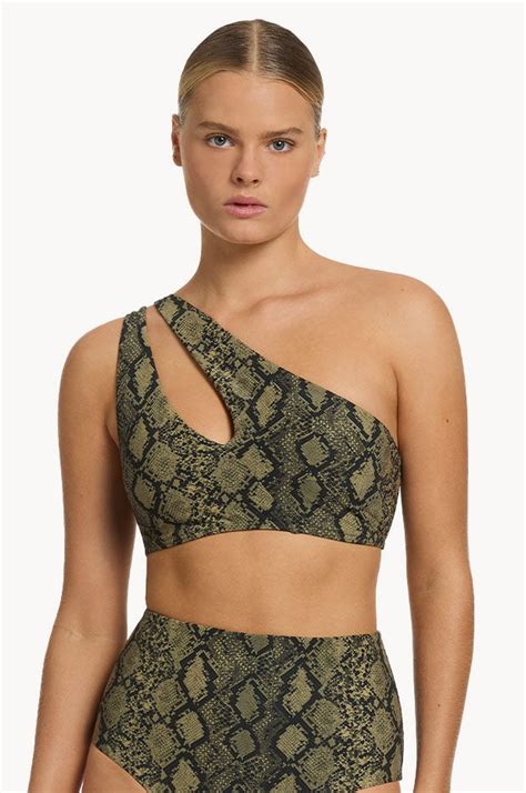 Jets Python Splice One Shoulder Top Olive Swimwear Galore Au