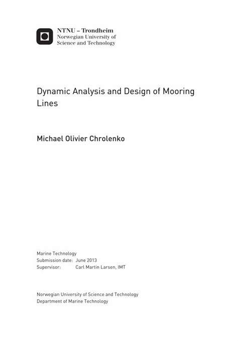 Pdf Dynamic Analysis And Design Of Mooring Linesdynamic Analysis And Design Of Mooring Lines