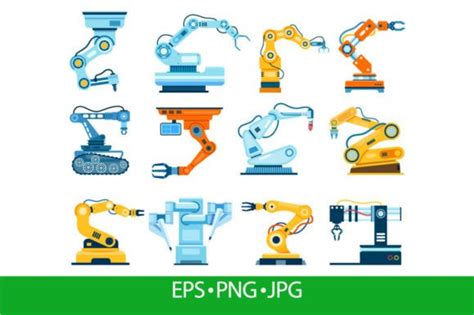 Robotic Arms Industrial Manipulating Graphic By Frogella Stock