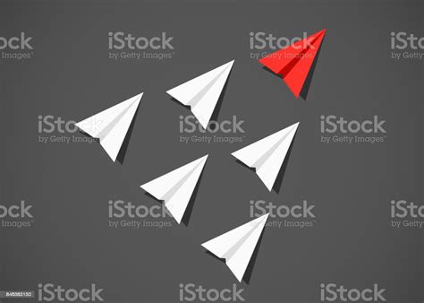 하얀 비행기 중 지도자로 붉은 종이 비행기 리더십 팀워크 동기 부여 개념입니다 개념에 대한 스톡 벡터 아트 및 기타 이미지 개념 개성 개념 건강관리와 의술 Istock