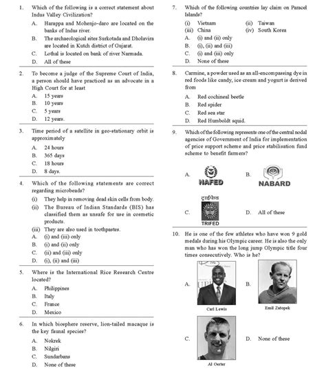 Gk Olympiad For Class 9 Sample Question Paper 03 Olympiad Tester
