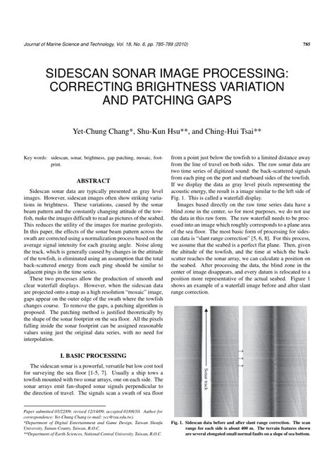 Pdf Sidescan Sonar Image Processing Correcting Brightness Variation