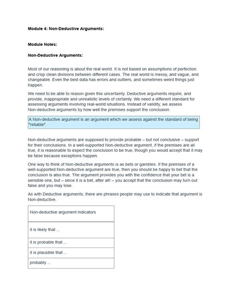 Phil 105 Module 4 Non Deductive Arguments Pdf Argument Fallacy