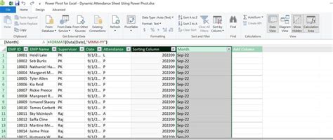 power pivot window dynamic attendance sheet