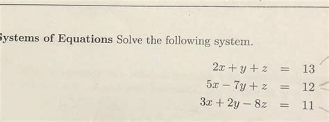 solved ystems of equations solve the following