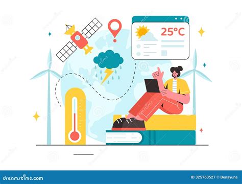 Meteorologist Vector Illustration With Weather Forecast And Atmospheric Precipitation Map In A