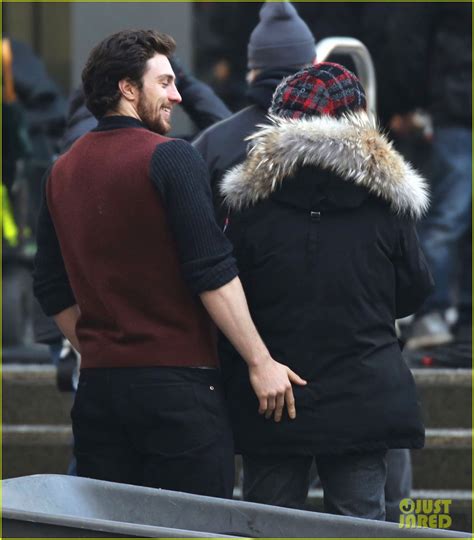 Aaron Taylor Johnson Visits Wifedirector Sam On Fifty Shades Set