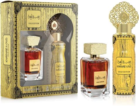 عطوري مجموعة هدايا عطر خشاب اند عود اصدار جولد من عربيات مكونة من قطعتين للجنسين، او دي بارفان
