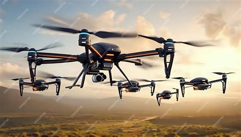 Premium Photo A Detailed Illustration Of A Drone Swarm Performing Synchronized Maneuvers