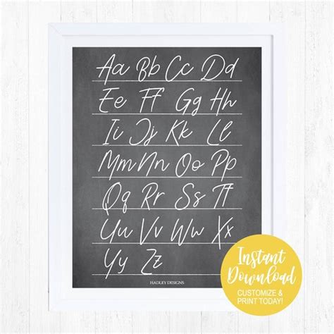 Abc Cursive Script Alphabet Poster Standard Size Chart 53 Off