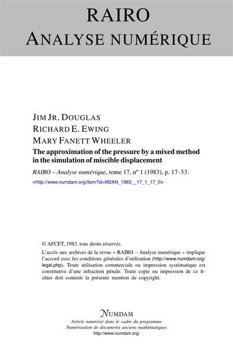 Pdf Approximation Of The Pressure By A Mixed Method In The Simulation