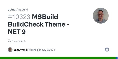 Msbuild Buildcheck Theme Net 9 · Issue 10323 · Dotnetmsbuild · Github