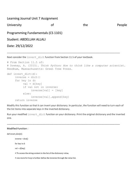Cs1101 Learning Journal Unit 8 Assignment Learning Journal Unit 7