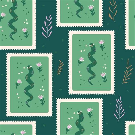Snakes Quilted Seamless Pattern Crawling Reptiles Vector Image