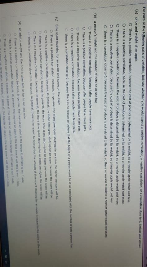 Solved For Each Of The Following Pairs Of Variables